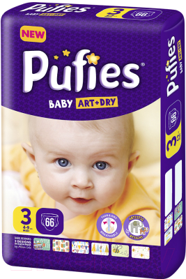 Pufies Art&Dry Midi 4-9 кг 66шт Подгузники детские купить в Минске ...