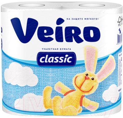 Veiro Classic 2-слойная (4рул, белый) Туалетная бумага купить в Минске ...