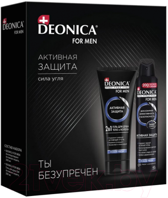 Deonica For Men Активная защита Антиперспирант+Гель для душа 2в1 (200мл ...