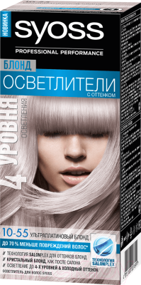 Syoss Salonplex Блонд осветлители 10-55 (ультраплатиновый блонд) Крем ...