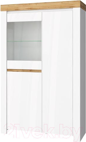 Anrex Taurus 1V2D белый глянец/дуб вотан Шкаф с витриной купить в Минске, Гомеле, Витебске ...