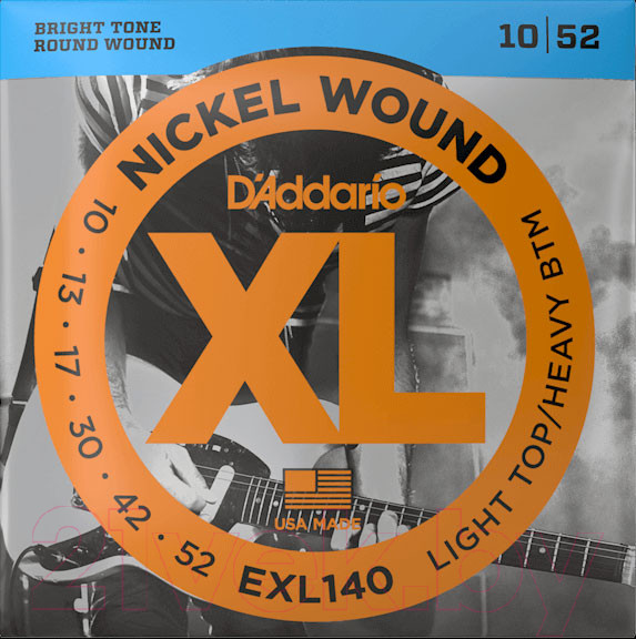 D'Addario EXL140 XL Nickel Wound Light Top/Heavy Bottom 10-52 Струны ...