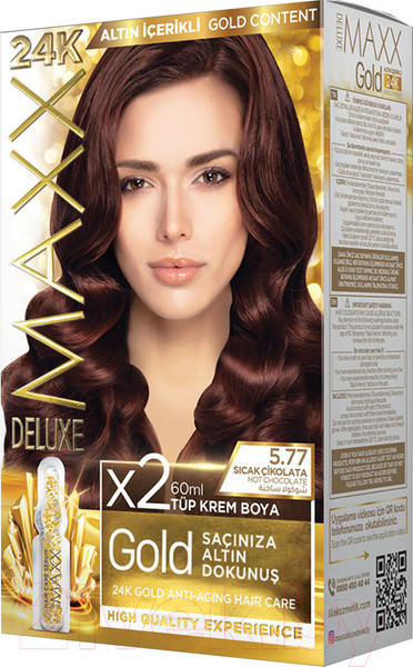 Maxx Deluxe Gold Hair Dye Kit тон 5.77 русый натуральный Крем-краска ...