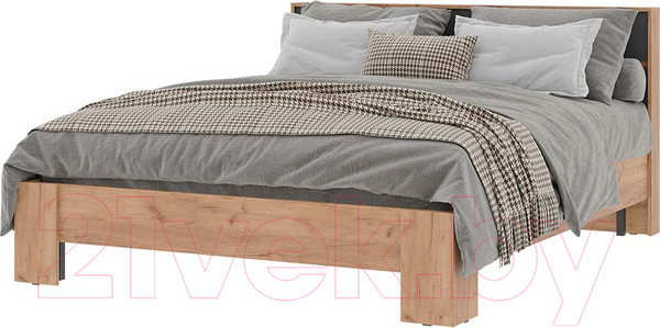 Стендмебель Хелен КР 03 160x200 серый графит 0162 дуб крафт золотой Двуспальная кровать купить в