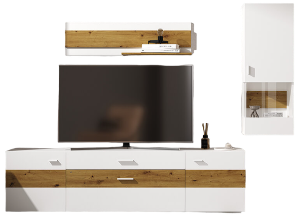 Anrex Dylan-1 белый/дуб артисан Стенка купить в Минске, Гомеле, Витебске, Могилеве, Бресте, Гродно