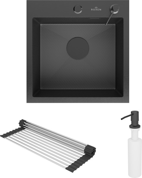 Roxen Snake 560220-45-BS PVD с ролл-матом и дозатором графит текстурный Мойка кухонная купить в ...